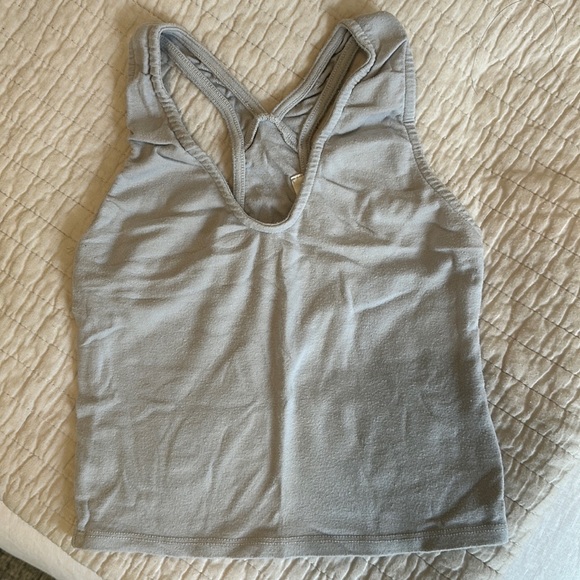 Tops | Light Grey Blue Racerback Crop Top | Poshmark